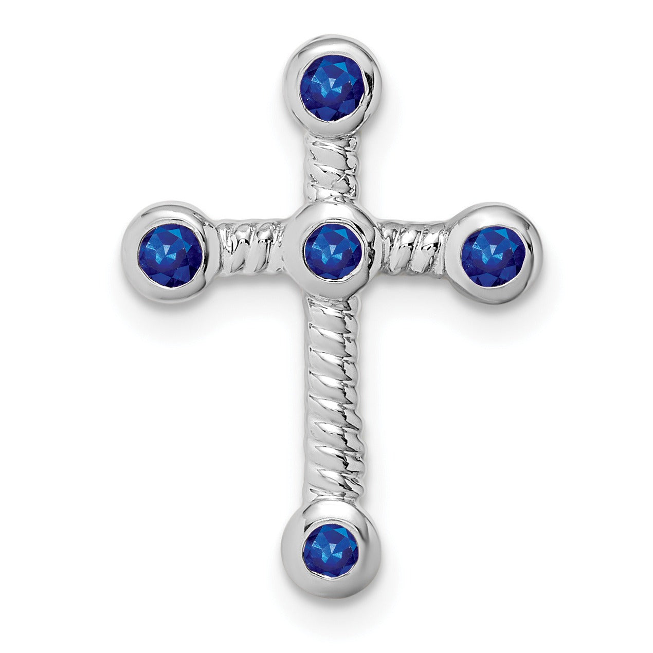 Natural Blue Sapphire Cross Gold Pendant